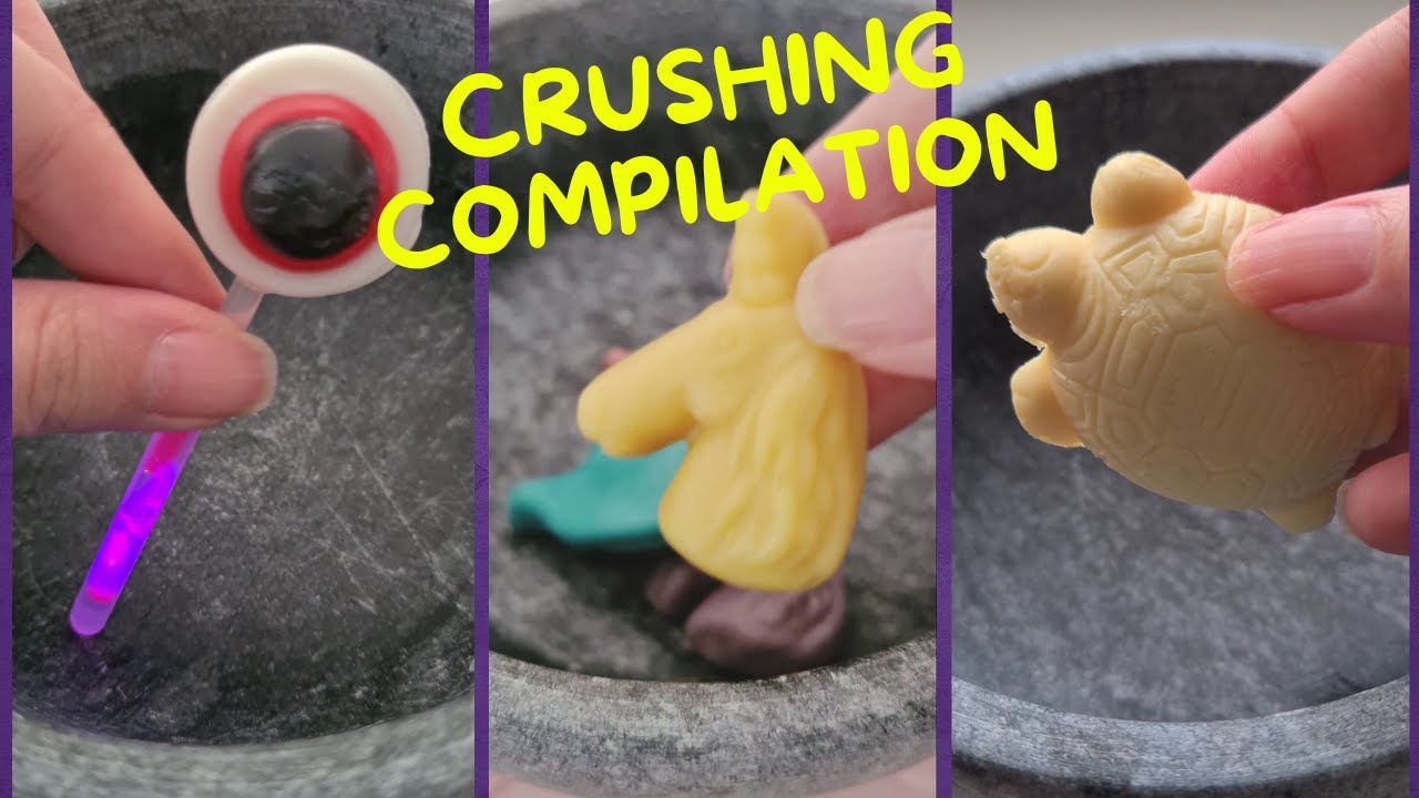 Compilation of crushing candies with pestle - YouTube