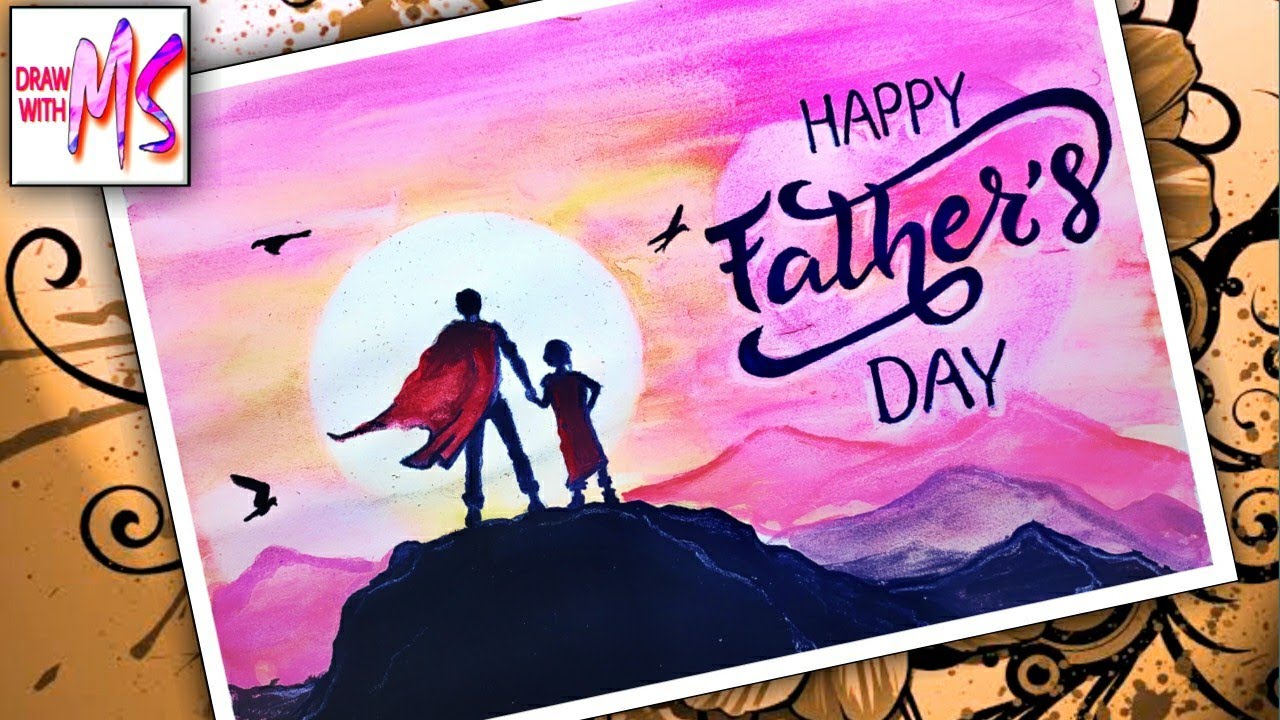 Father's Day Drawing Easy | | Love you | Poster | Fathers day Card ...