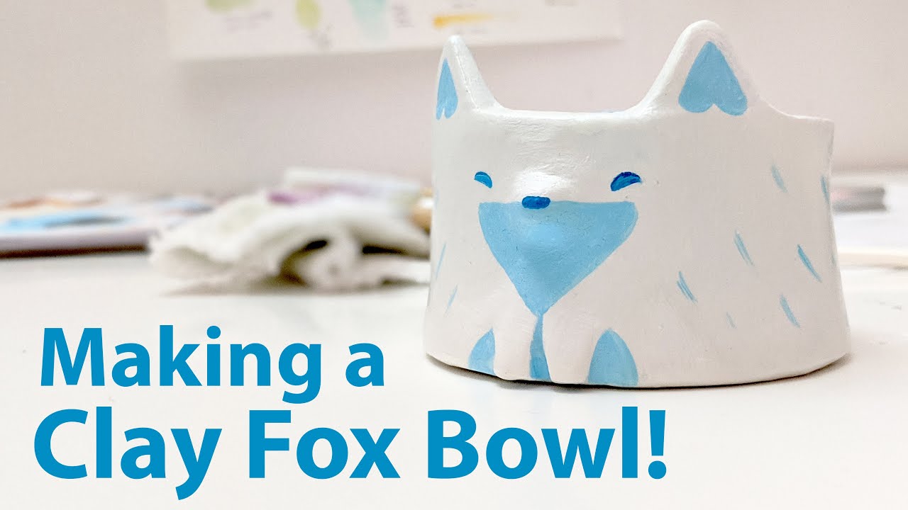 How to make a cute homemade fox bowl with air dry clay - YouTube
