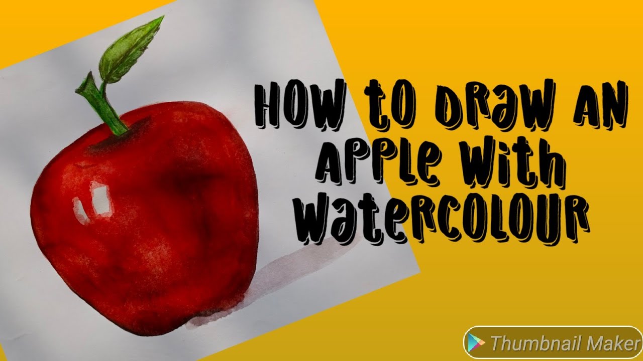 Apple drawing with watercolor /How to colour object Drawing - YouTube