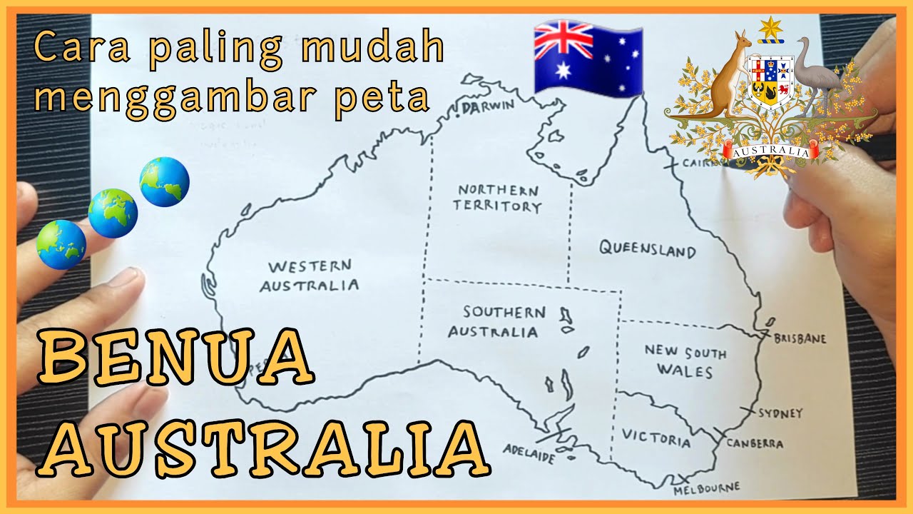 Cara menggambar PETA BENUA AUSTRALIA dengan mudah & simple | HOW TO ...