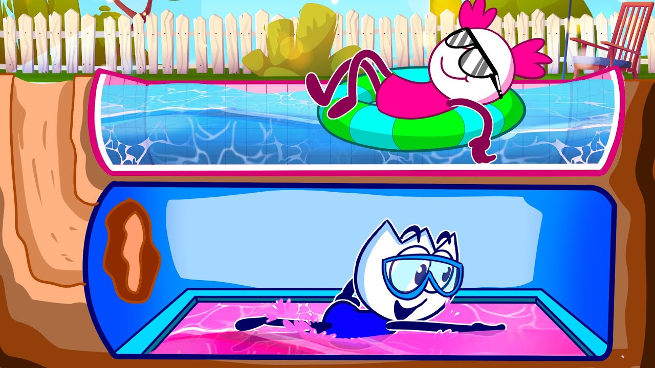 🔥💧 PINK VS BLUE Swimming Pool Challenge for Boy & Girl | Secret Pool ...