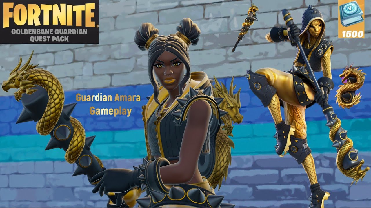 Goldenbane Guardian Quest Pack Gameplay (Guardian Amara skin, pickaxe ...
