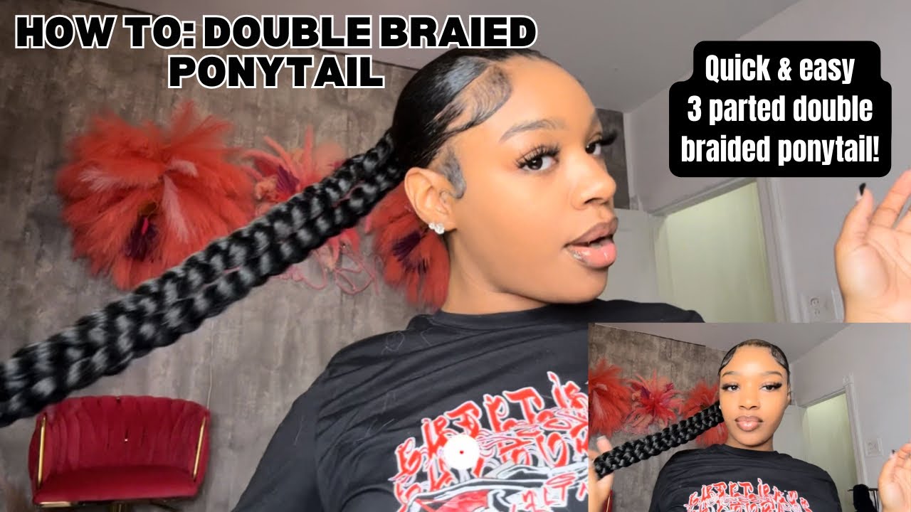 HOW TO: Double braided ponytail (3 part slick back) Quick & Easy ...