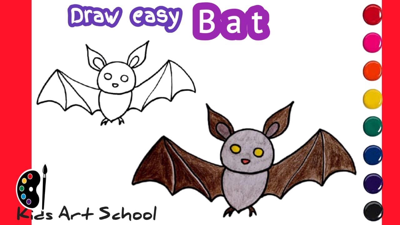 How to Draw an Easy Bat| Bat Drawing for Beginners |Draw a Bat for ...
