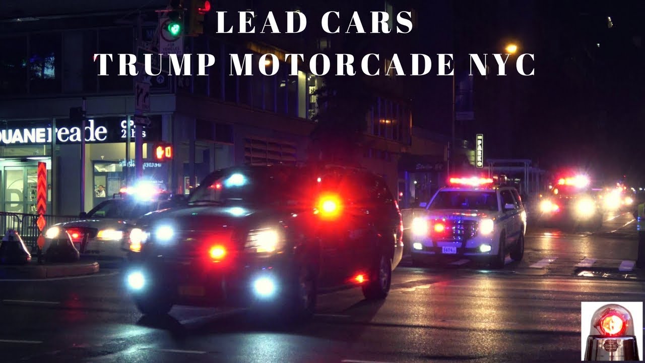 President Donald Trump Motorcade Secret Service in Action + NYPD Lead ...