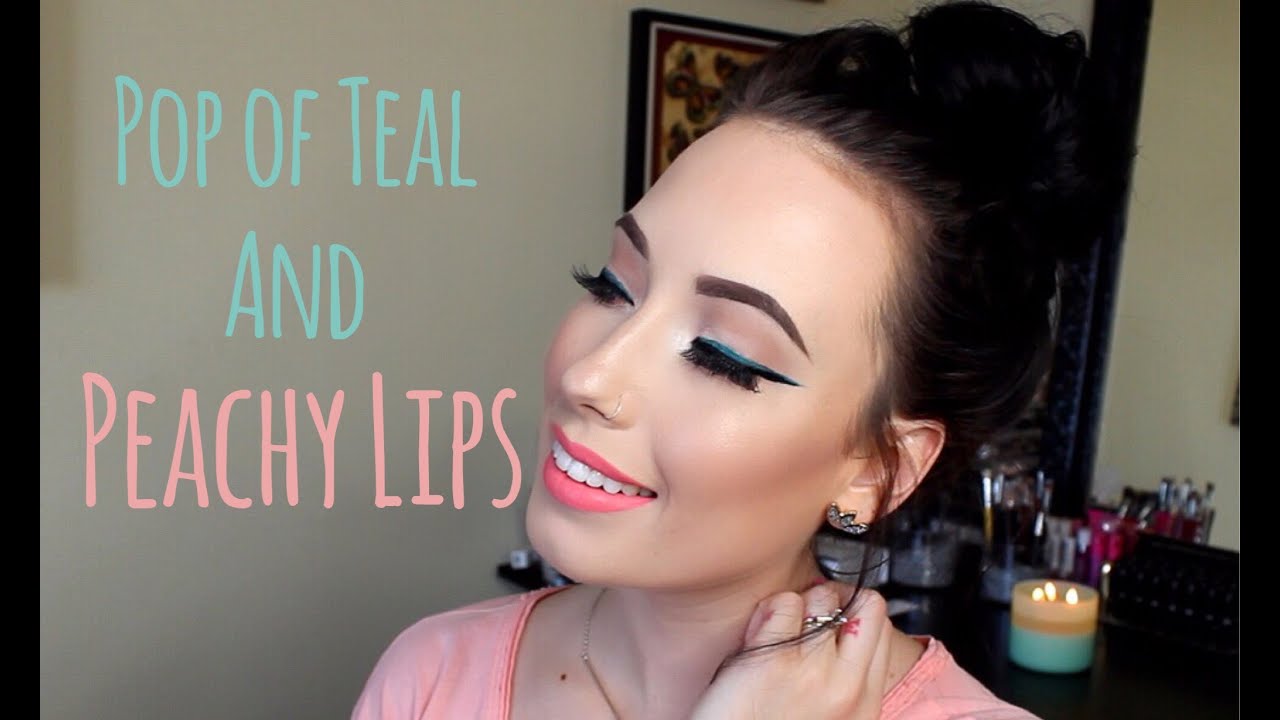 Summer 2015: Pop of Teal and Peachy Lips Tutorial | lesleydoesmakeup ...