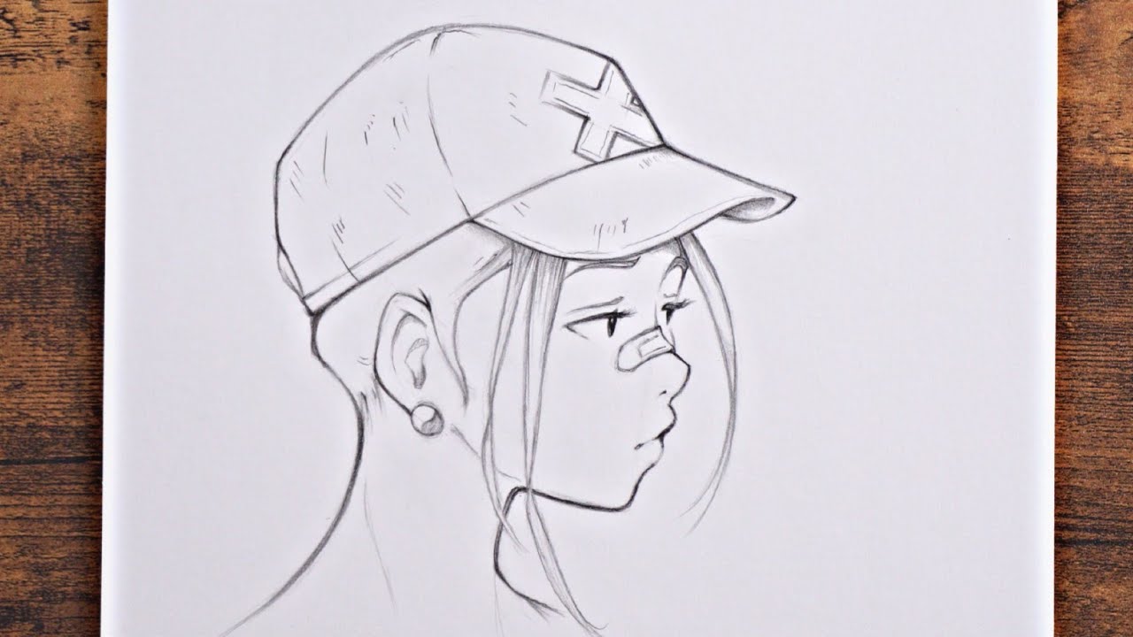 Girl Drawing | How to Draw Easy a Girl with Cap - YouTube