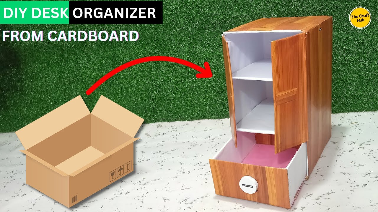 Beautiful Cardboard Desk Organizer | Diy Desk Organizer | Cardboard ...