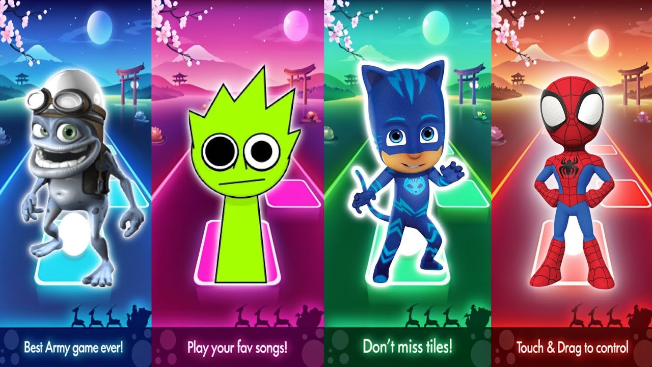 Crazy Frog 🆚 Incredibox Sprunki 🆚 PJ Mask 🆚 Spidey 🎶 Tiles Hop Battle ...