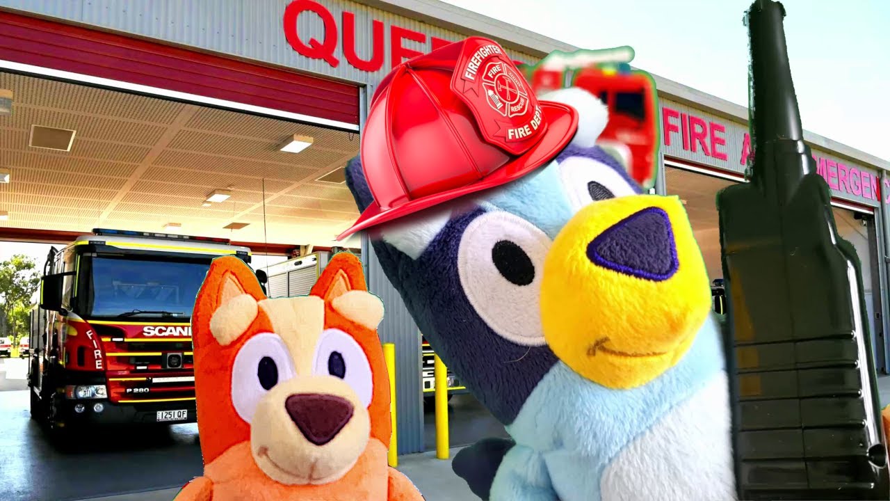 BLUEY Pretend Play Funny Police Chase & Fireman Story for Kids ...