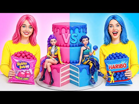 Pembe VS Mavi Kek Dekorasyon Mücadelesi | Yemek Savaşı Multi DO Girls