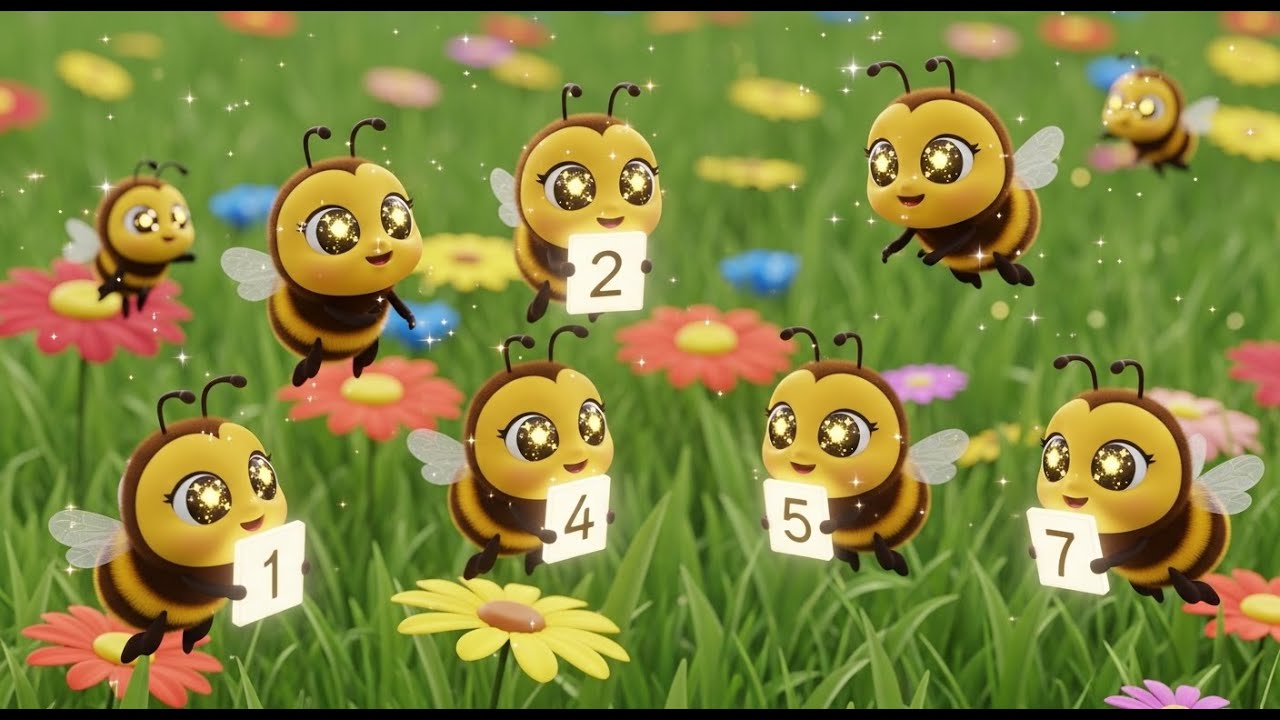 Seven Busy Bees in the Garden 🐝🌸 | Number Song for Kids | Learn to ...