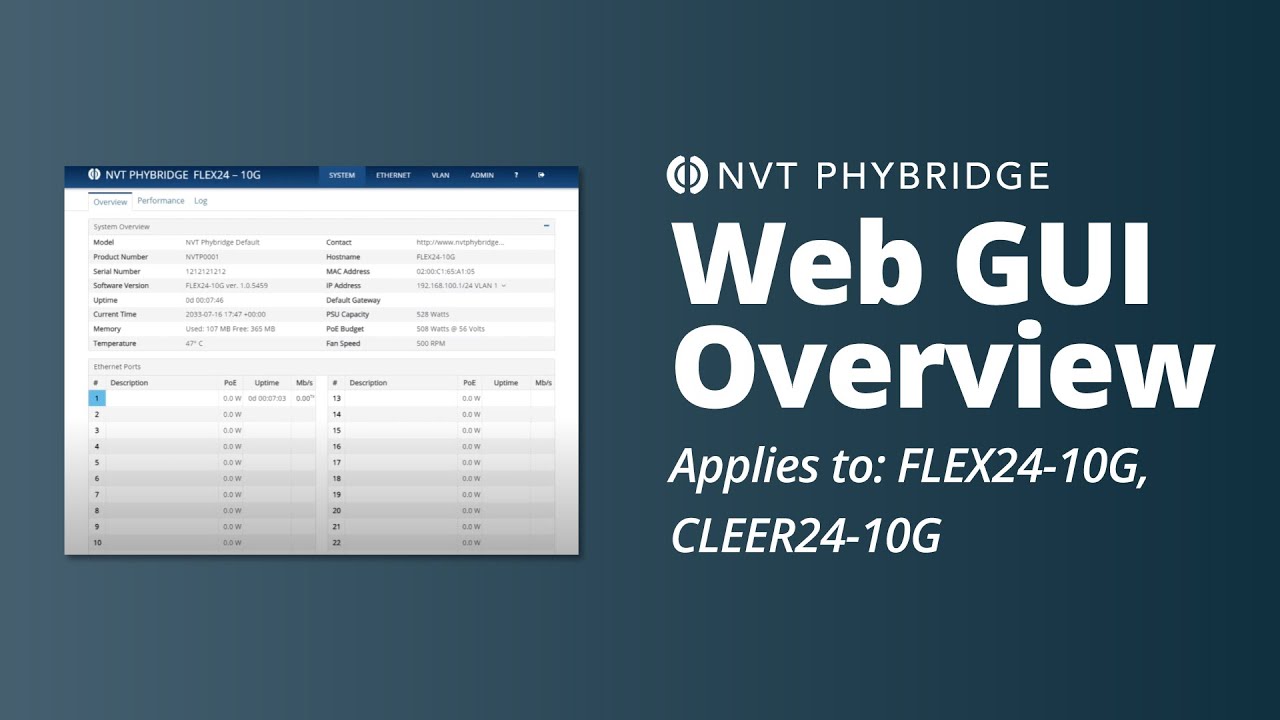 NVT Phybridge Web GUI Overview - 10G Switches - YouTube