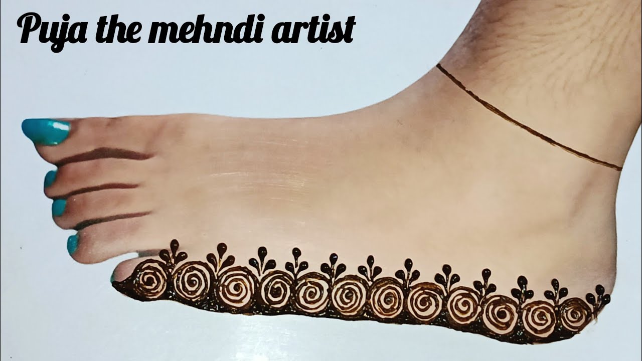 Easy foot border mehndi design simple/Foot mehndi design simple/feet ...
