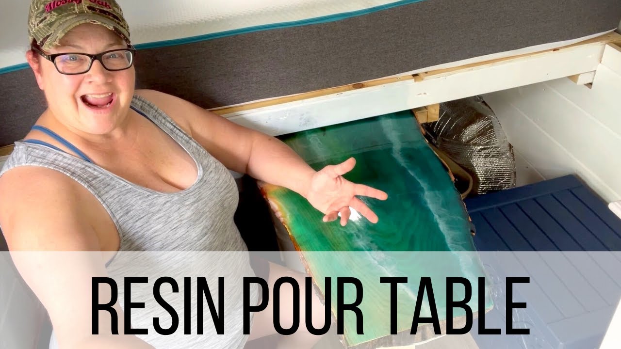 Solo Female VanLife Van Build Part 3 Epoxy Resin Pour Table Find and ...