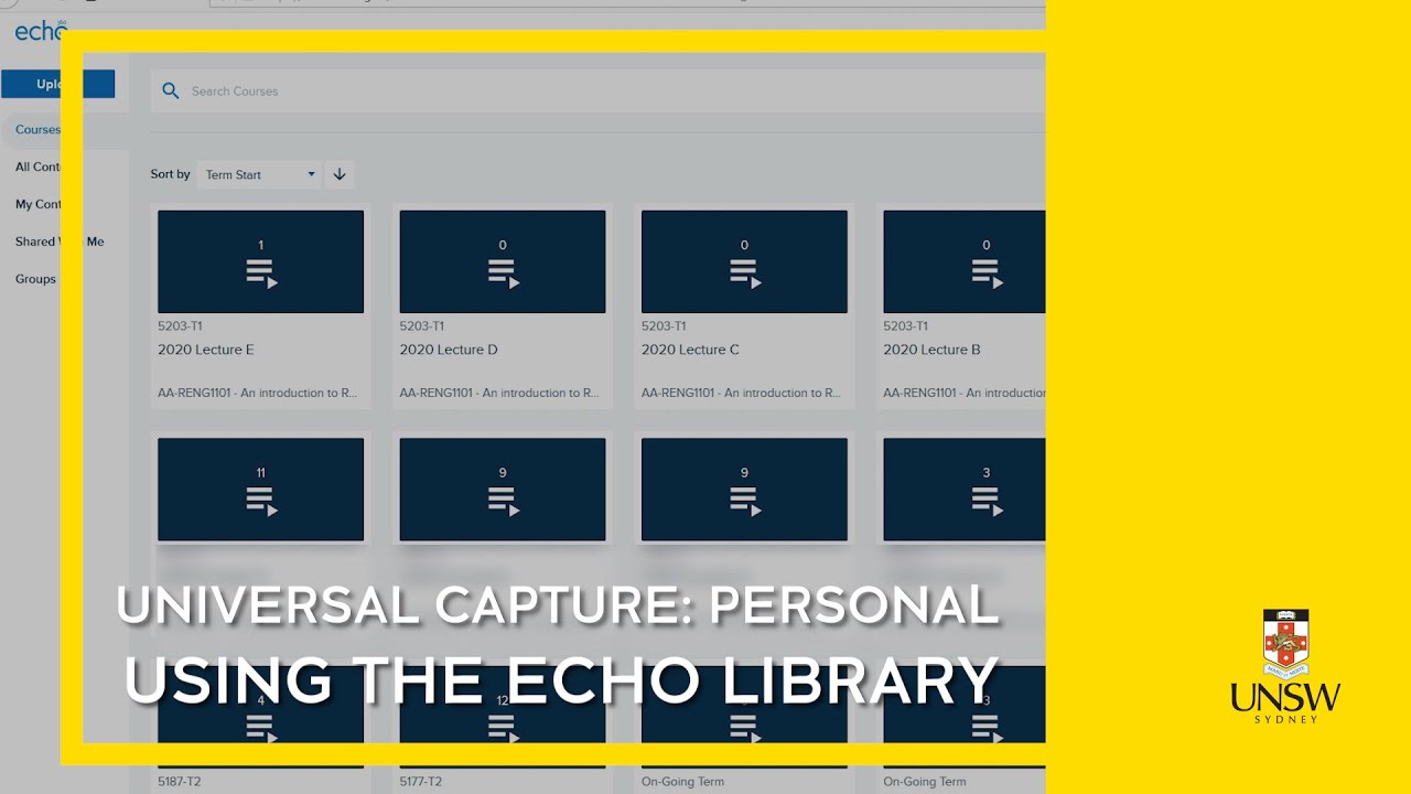 Echo360 Universal Capture - Using the Echo Library - YouTube