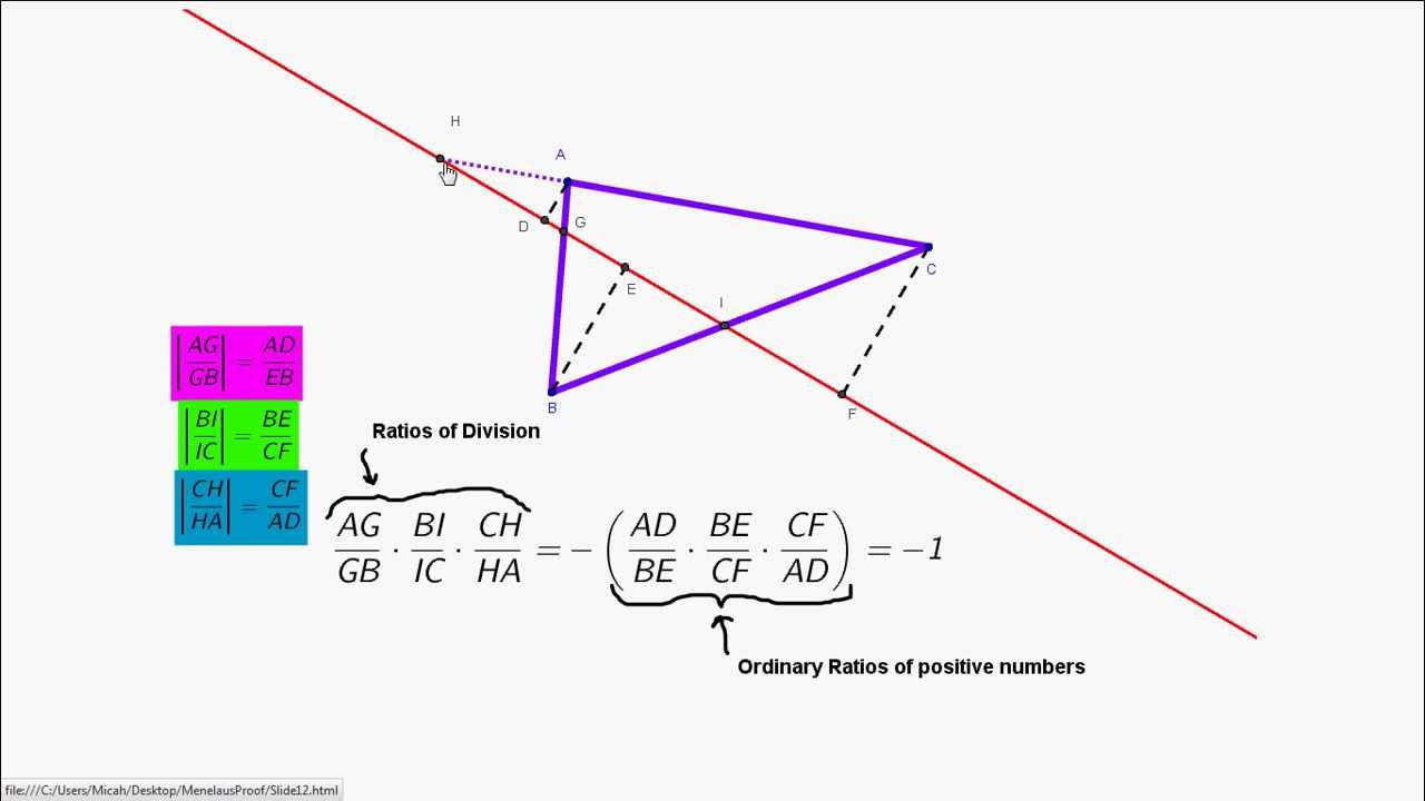 Description of Proof of Menelaus's Theorem - YouTube