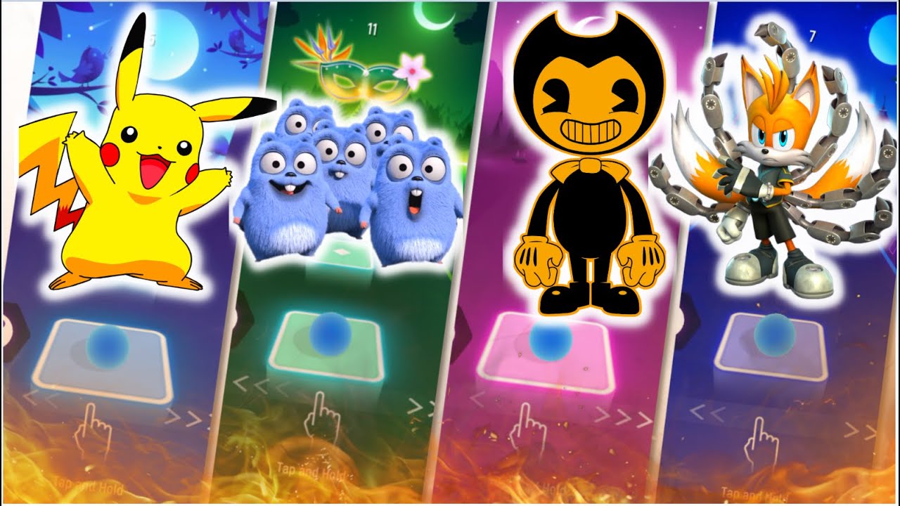 Pikachu vs Grizzy and the lemmings vs Bendy vs Tails Nine -Tiles Hop ...