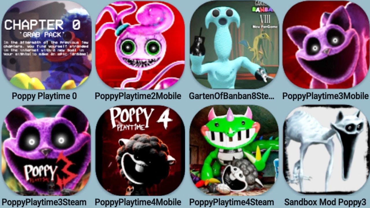 Poppy Playtime 0, Poppy Playtime 4 Steam, Poppy 2 Mobile, Sandbox ...