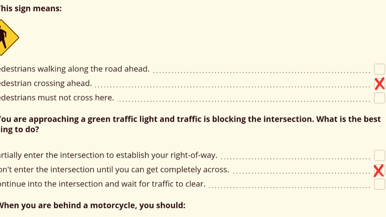 2020 California DMV permit test #1 - YouTube
