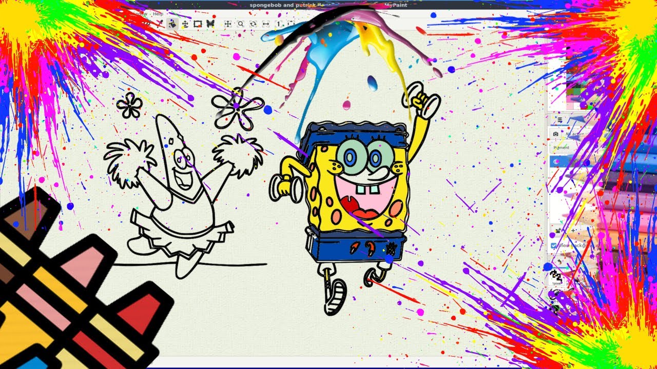 Spongebob SquarePants and Patrick Star Dancing Together Coloring Page ...
