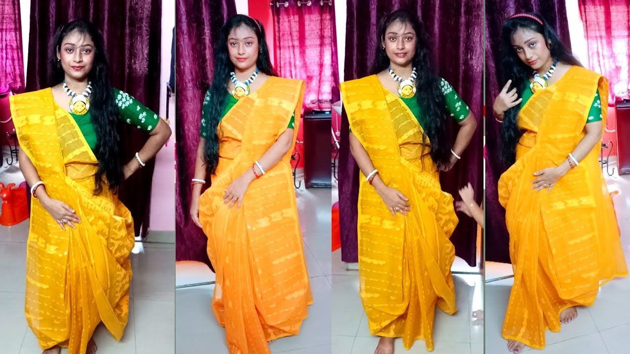 Bengali Style Saree Draping*atpoure saree style*ghagra style saree ...