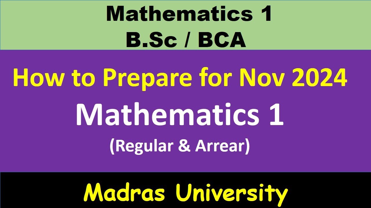 How to prepare Mathematics I Arrear & Regular( Nov 2024 ) Madras ...