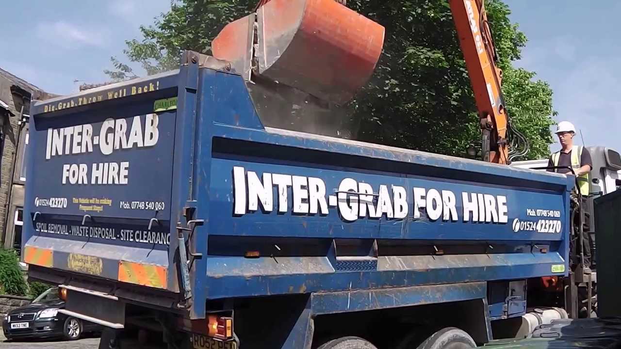 Inter-Grab Grab Lorry Hire Delivery of Stone to Lancaster 7 - YouTube