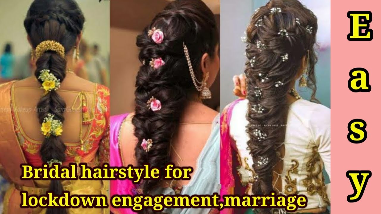 Self bridal hairstyle at home in tamil|simple hairstyle for engagement ...