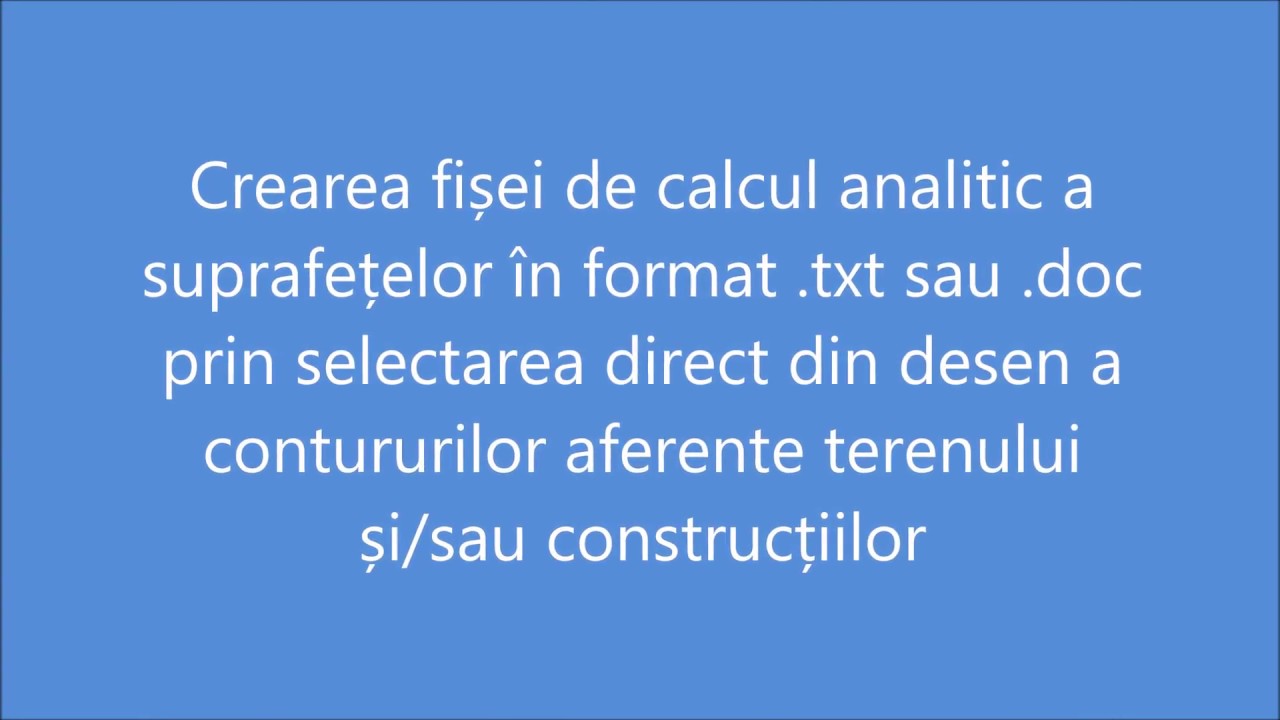 Creare fisa de calcul analitic al suprafetelor - YouTube