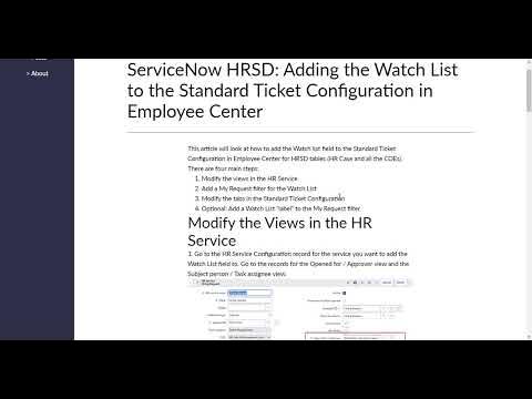 ServiceNow HRSD: Adding the Watch List to the Standard Ticket ...