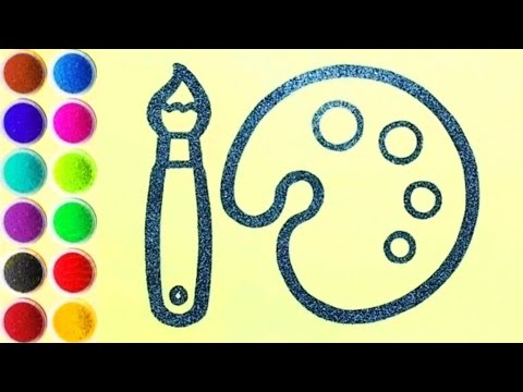 Painting Brush and Palette with Color Sand - Sand Painting - YouTube