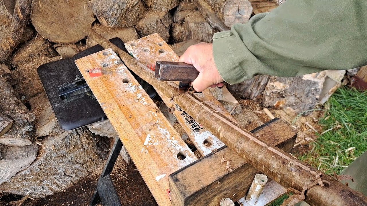 How I remove bark from a hiking stick . Special homemade tool making it ...