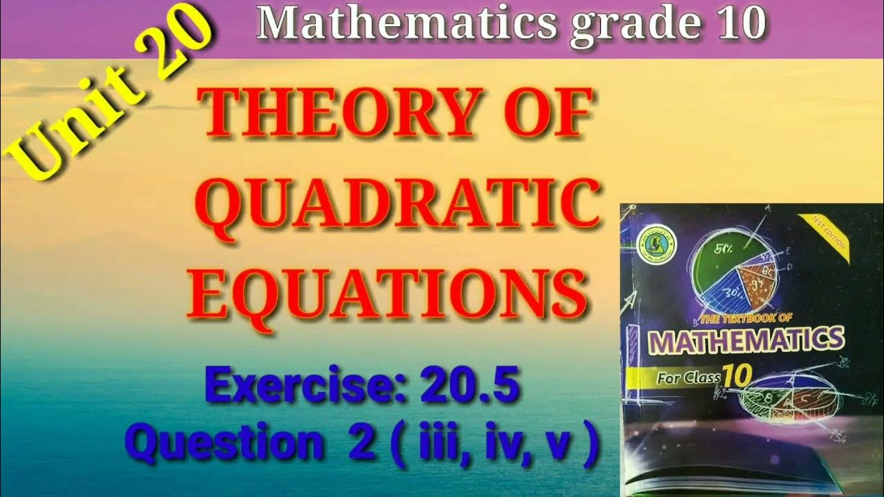 Exercise 20.5 Q2 ( iii - v ) | Quadratic Equations | New Math class 10 Sindh board @eduworld360 ...