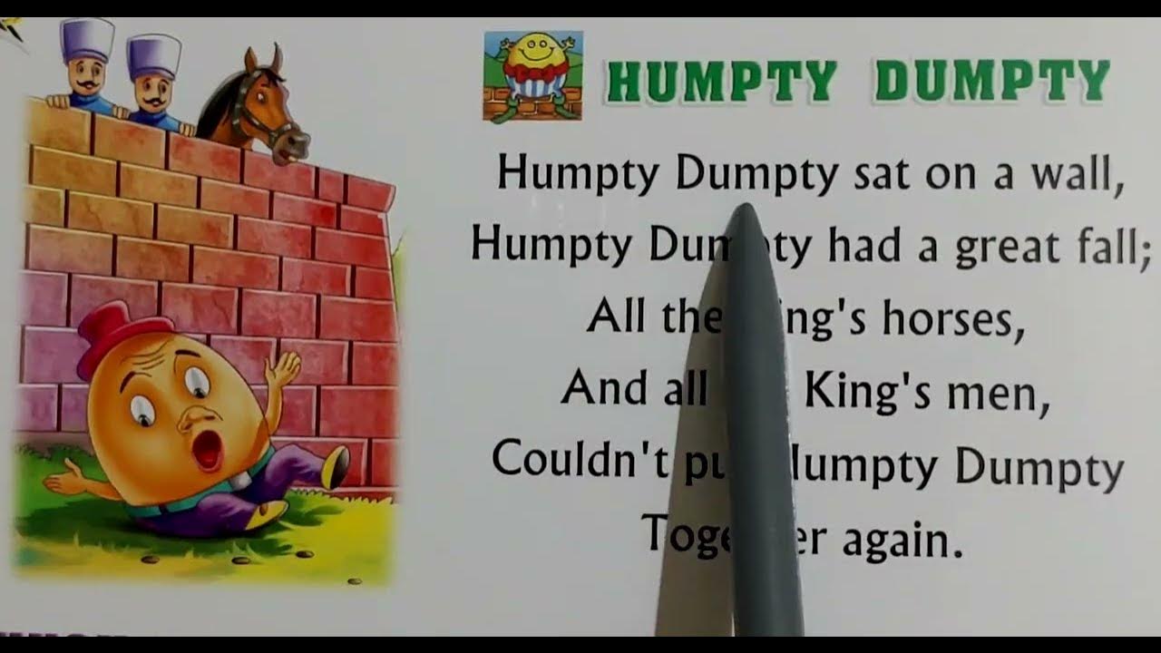Humpty Dumpty : A Fun Nursery Rhyme for Kids || Humpty dumpty poem ...