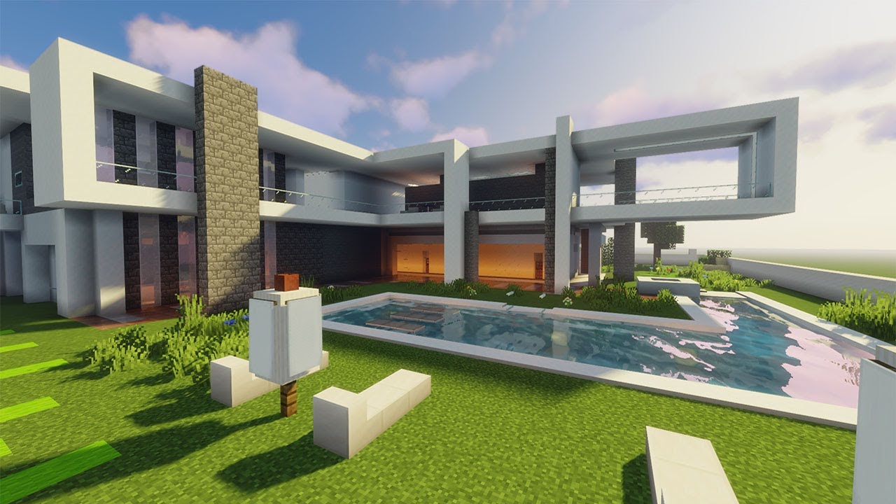 Minecraft: Cool Modern House and Map Download - YouTube