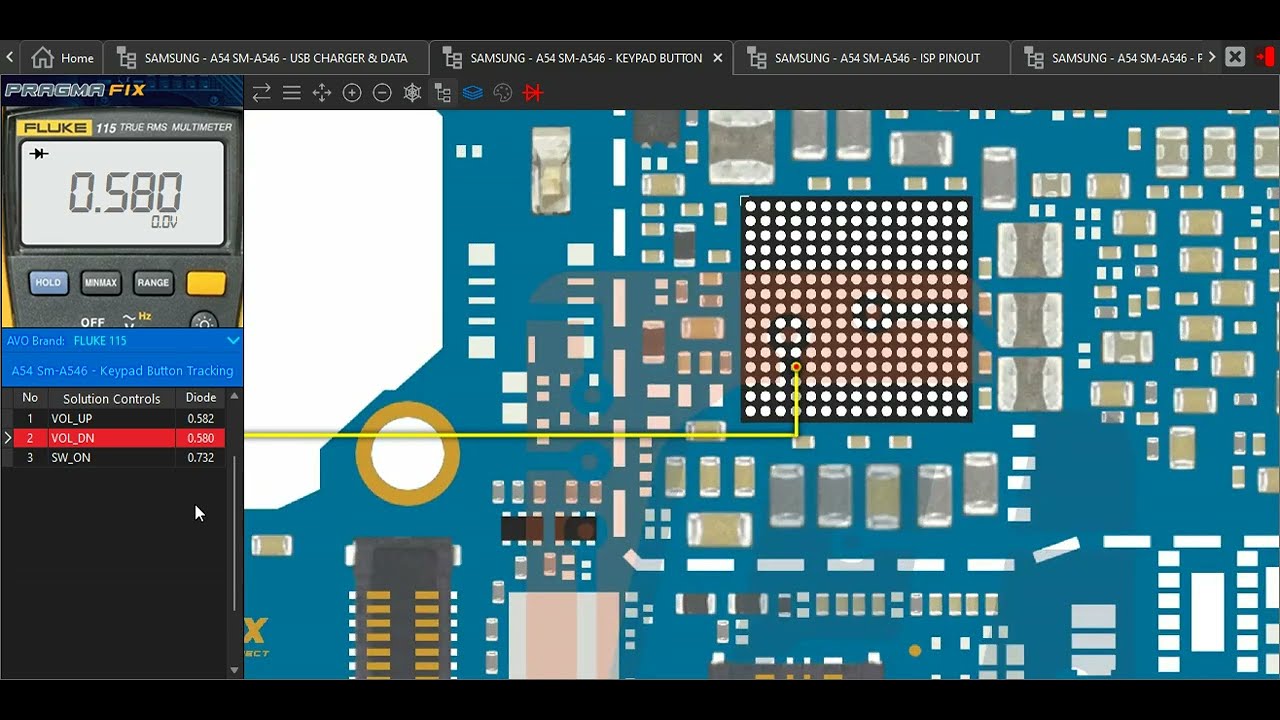 Samsung A54 SM-A546 : USB Charger & Data, Power Key, ISP Pinout, PMU ...