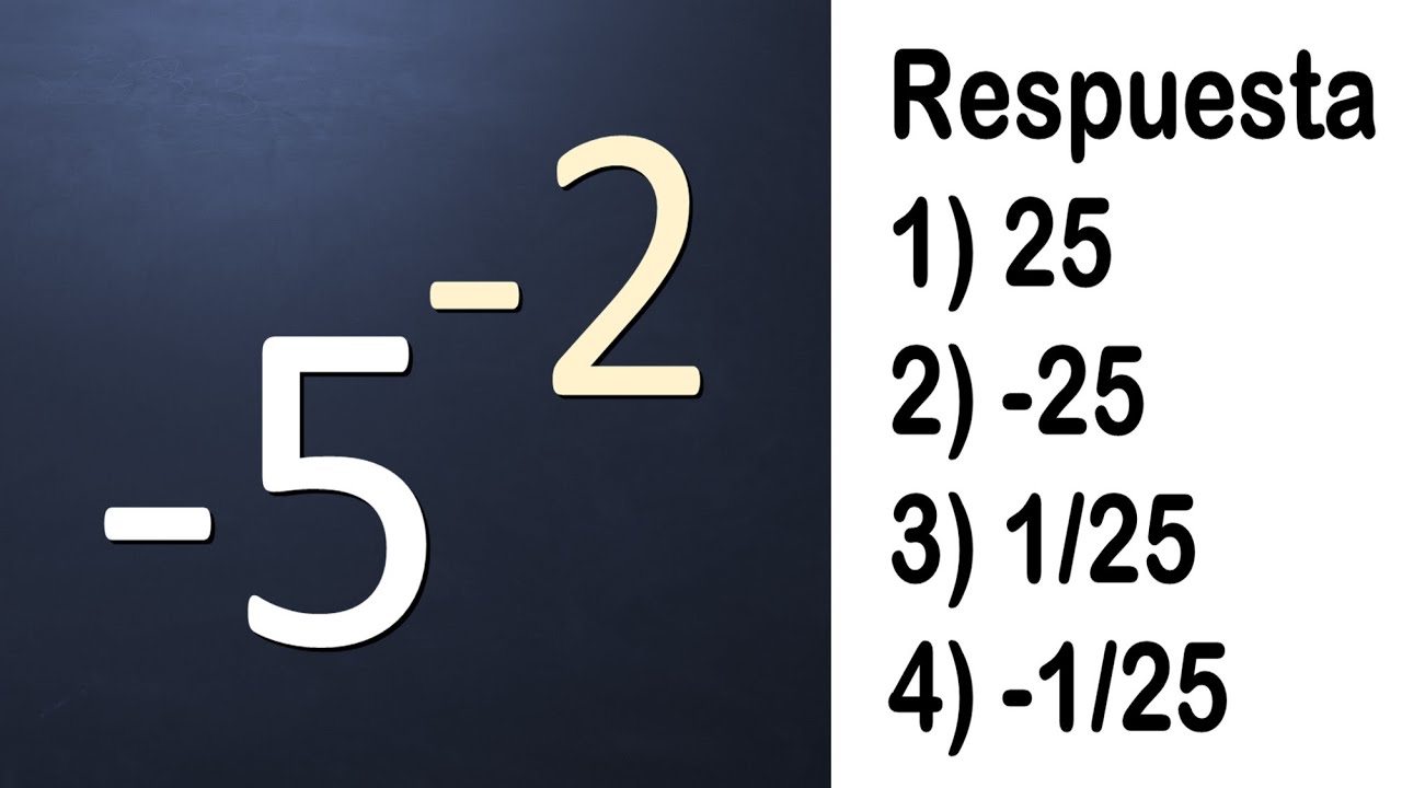 HALLA EL VALOR DE LA POTENCIA CON EXPONENTE NEGATIVO. Aritmética Básica ...