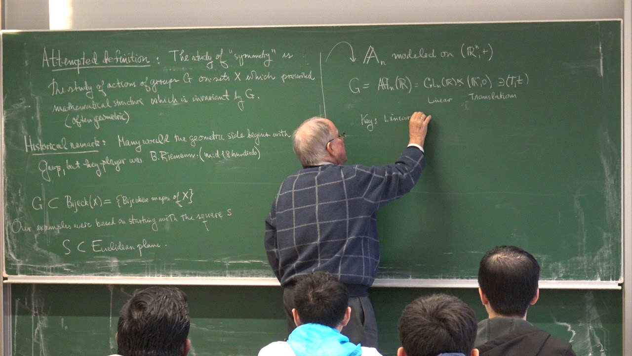 Symmetry in Modern Geometry – Lecture 4 – Prof. Dr. Alan Huckleberry ...