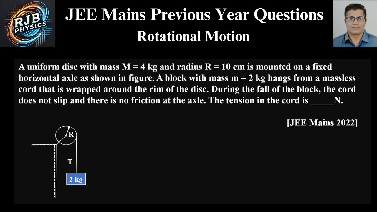 A uniform disc with mass M = 4 kg and radius R = 10 cm is mounted on a ...