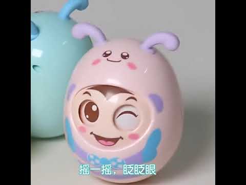 Baby Tumbler Rattles Toys Cartoon Mobile Bee Bell Blink Eyes Tumbler Roly-poly Silicone Ear Toy