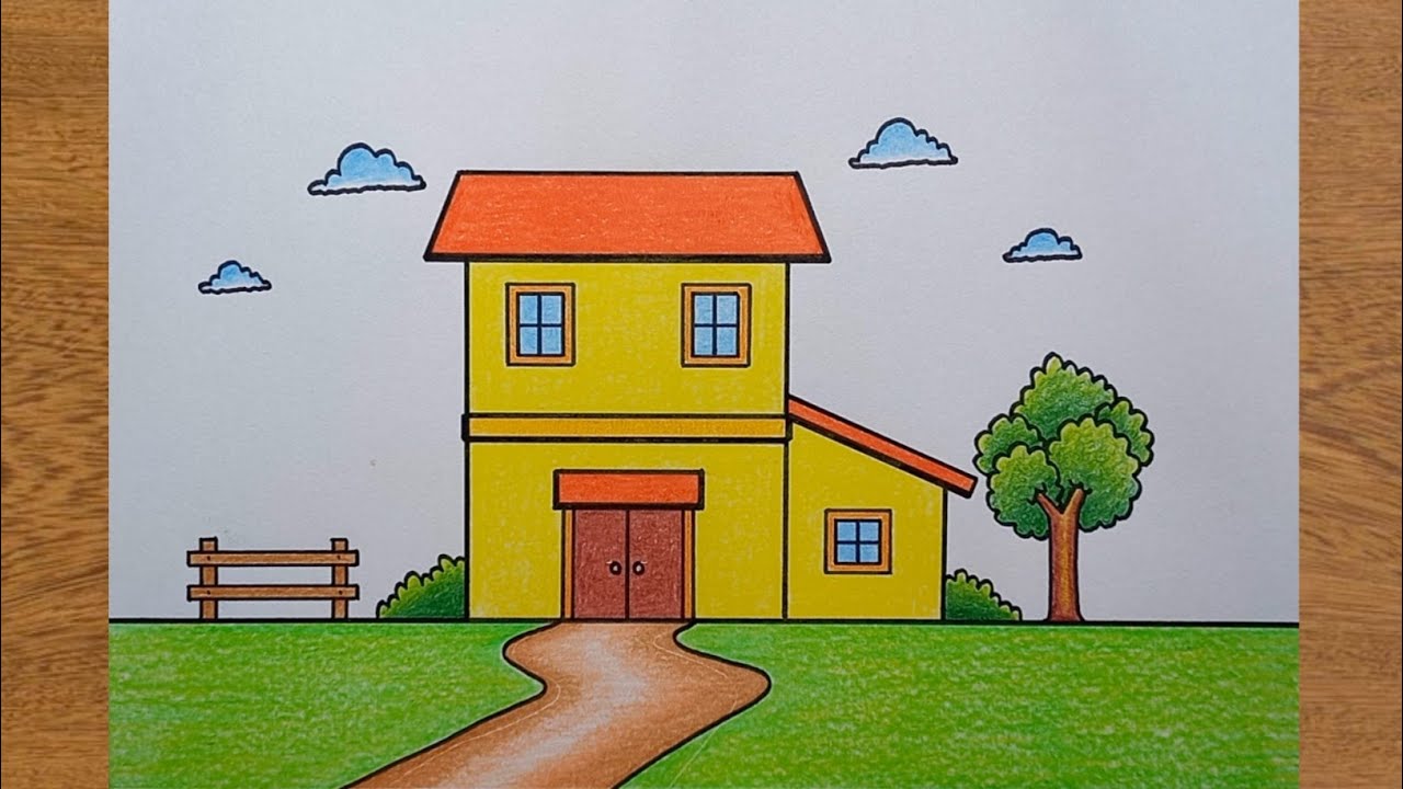 How to Draw a Level House | Very Easy | Easy House Drawing for ...