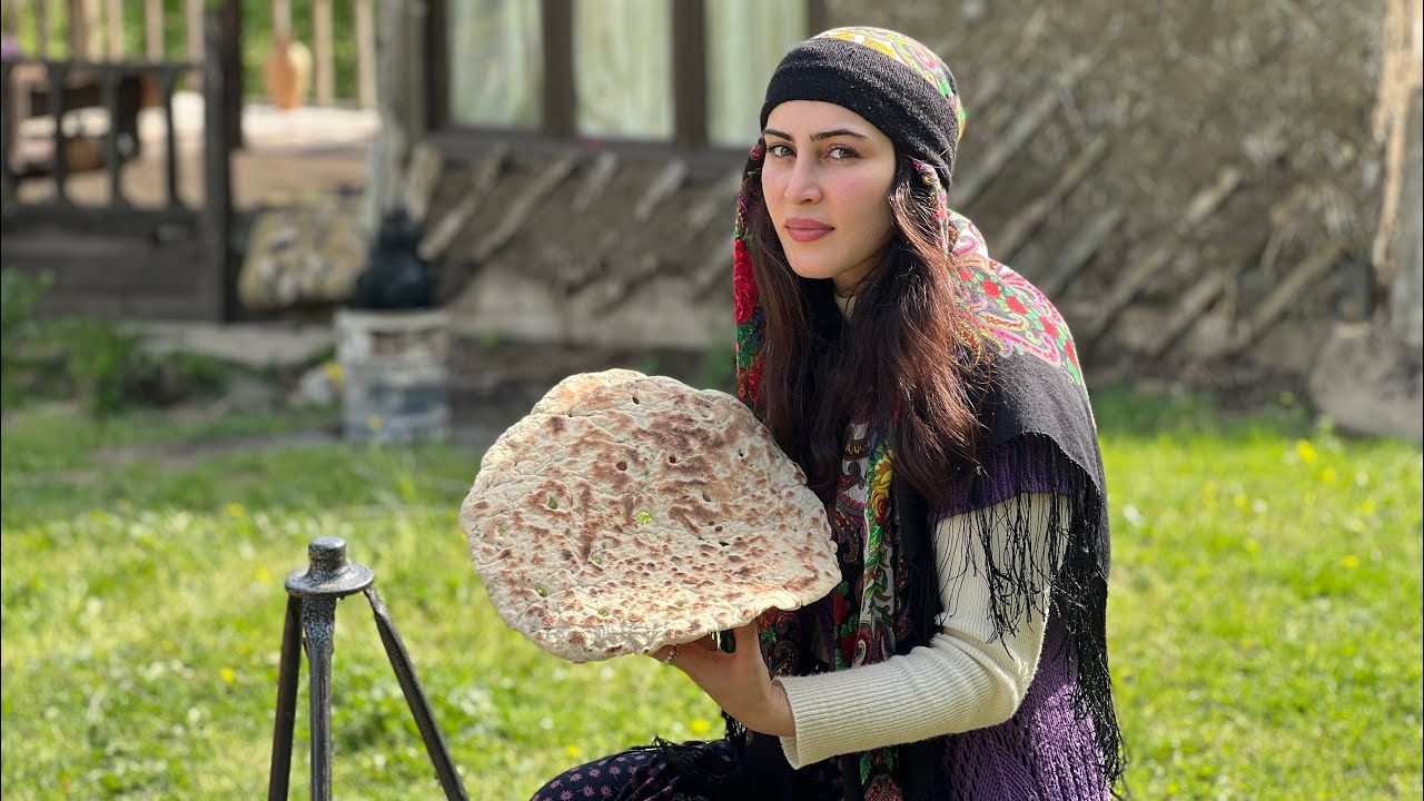 Cooking kebab with mutton and vegetables in the forest hut! - YouTube