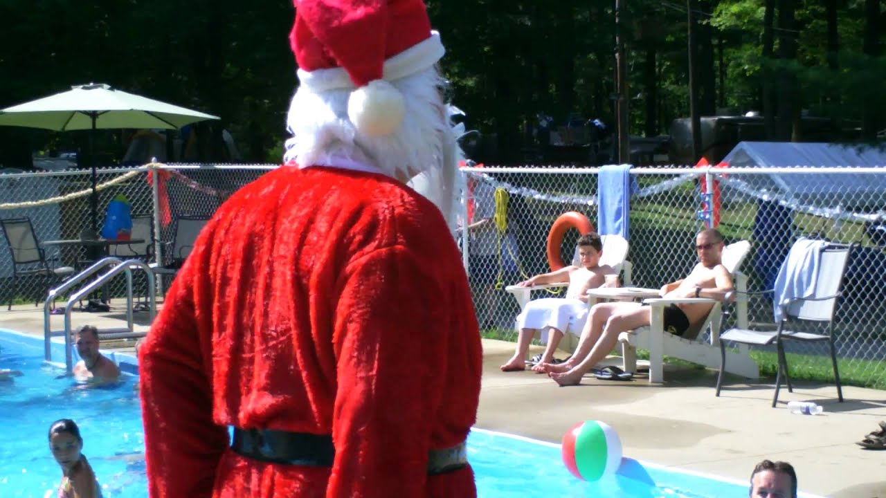 Crazy Santa Claus at the pool - YouTube