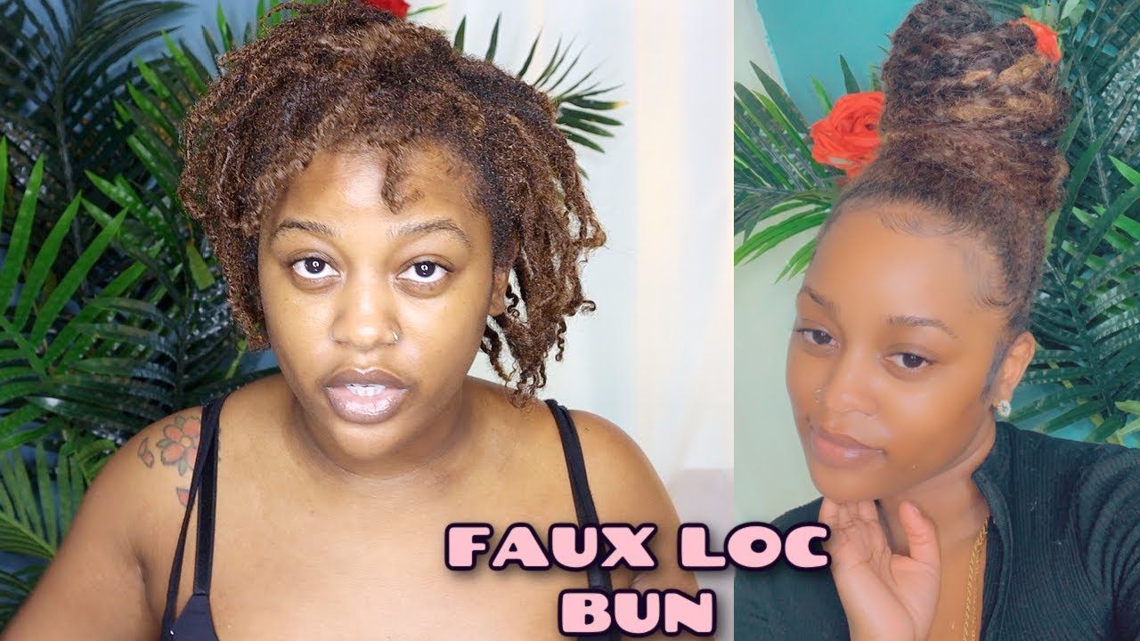 How To: Faux Loc Bun Over Starter Locs - YouTube
