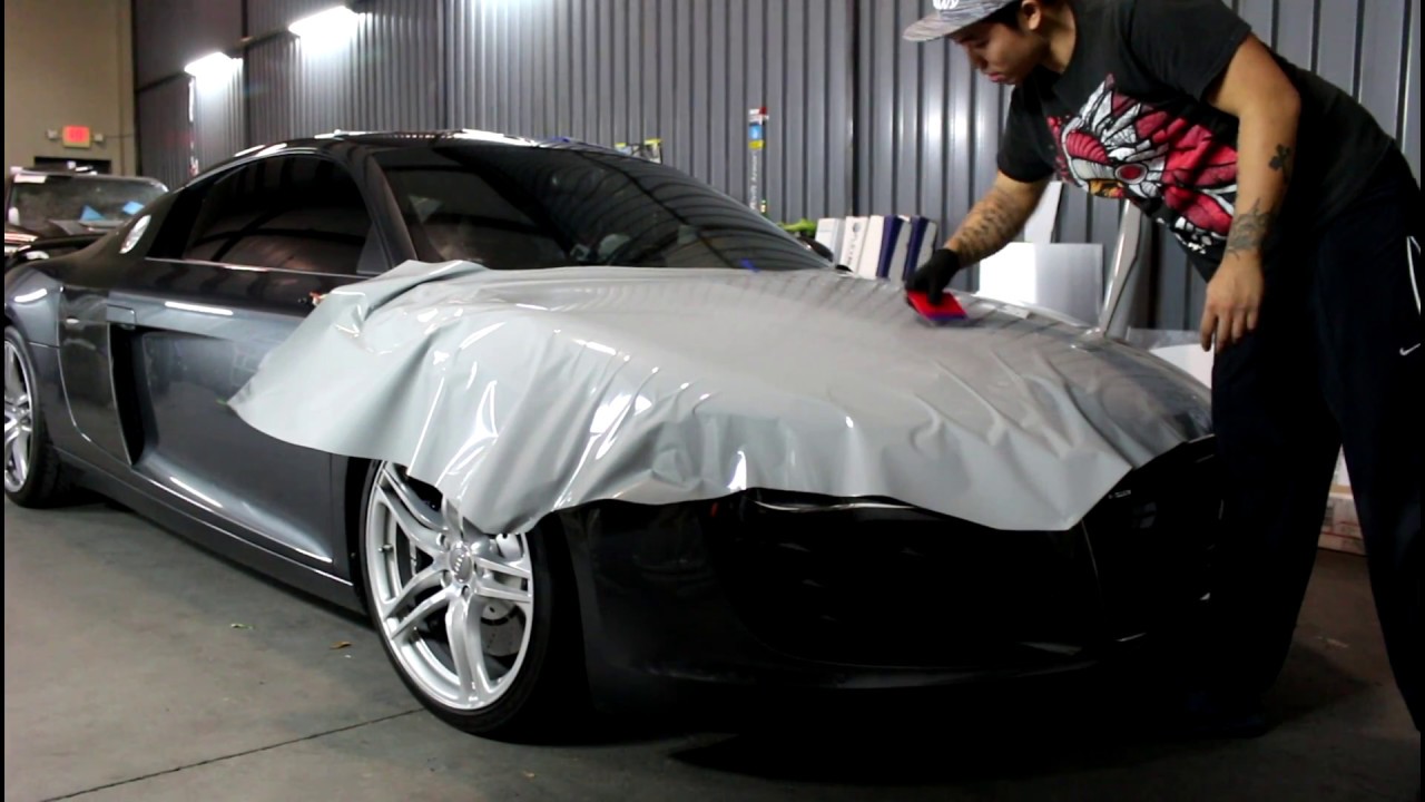 Audi R8 speed vinyl wrap full color change - YouTube