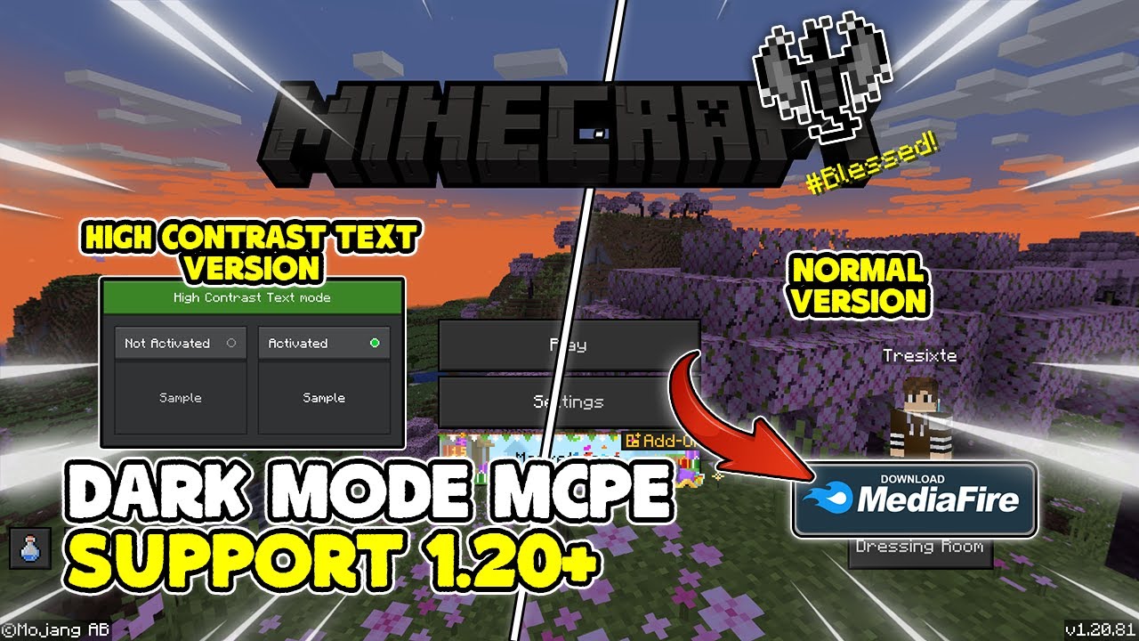 Cara Merubah UI MCPE / MCBE Menjadi Dark Mode - Dark UI Texture Pack - YouTube