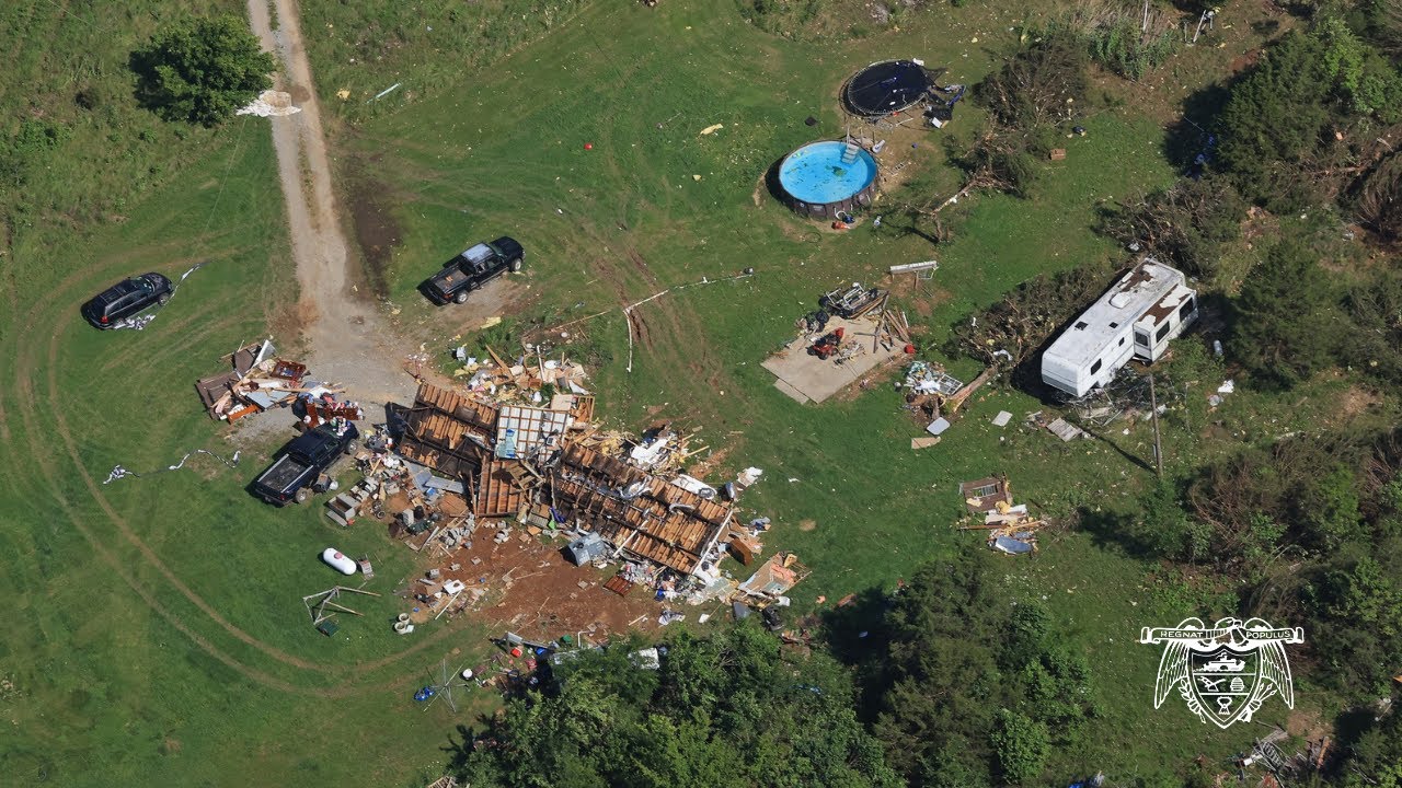 Aerial view of May 26, 2024 tornado damage - YouTube