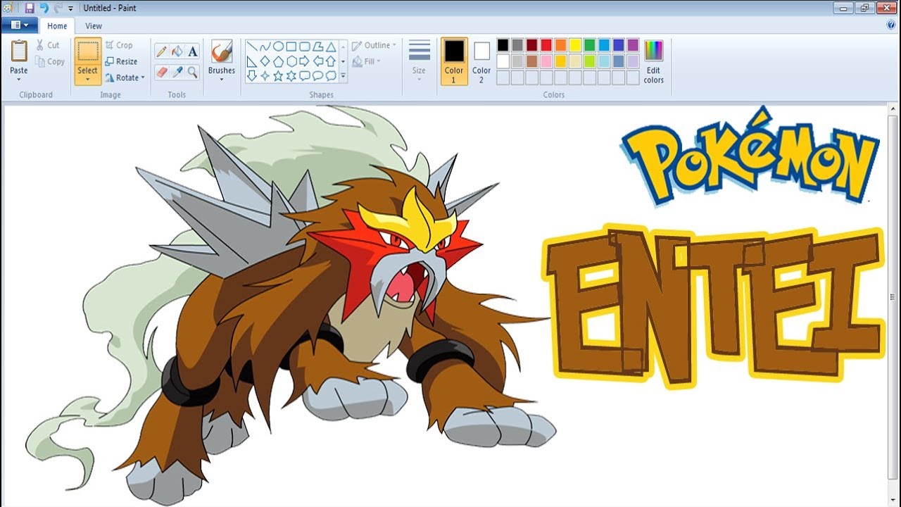 Drawing ENTEI MS Paint | POKEMON LEGENDARY - YouTube